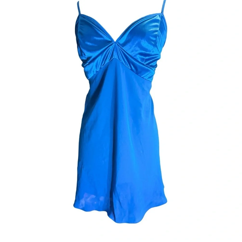Lane Bryant | Dresses | Blue Satin Sheer Slip Dress | Poshmark